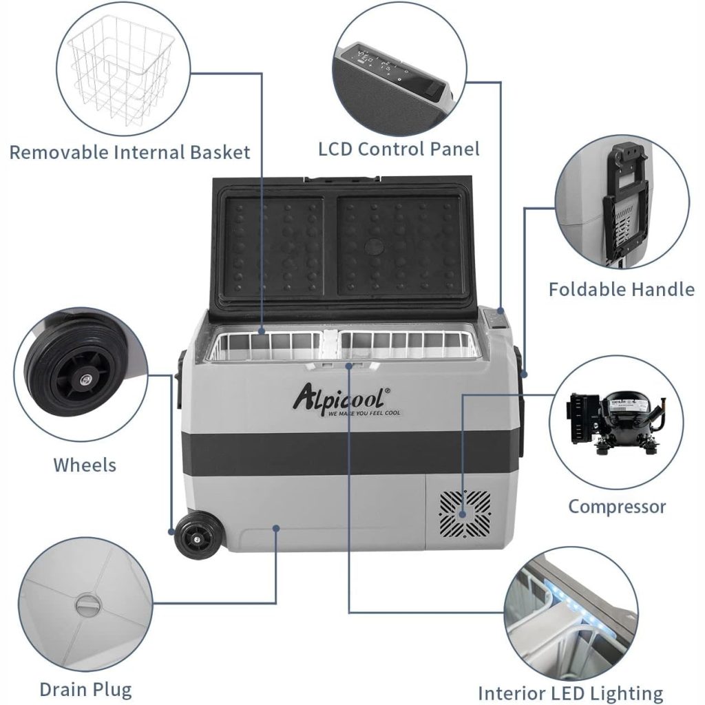 Alpicool T50 50L Car Fridge/Freezer 12V, AC | Camp And Climb