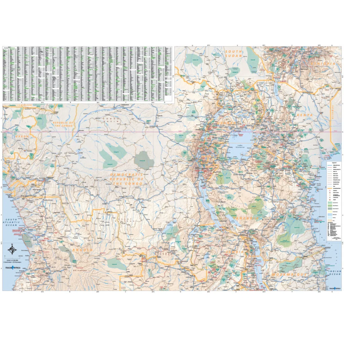 Tracks 4 Africa Southern & Eastern Africa Paper Map 1st Edition | Camp ...