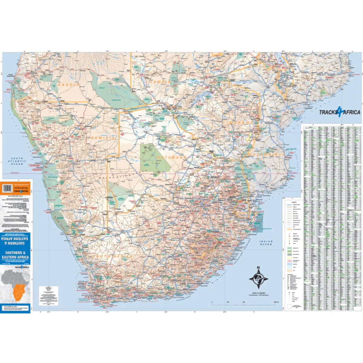 Tracks 4 Africa Southern & Eastern Africa Paper Map 1st Edition | Camp ...