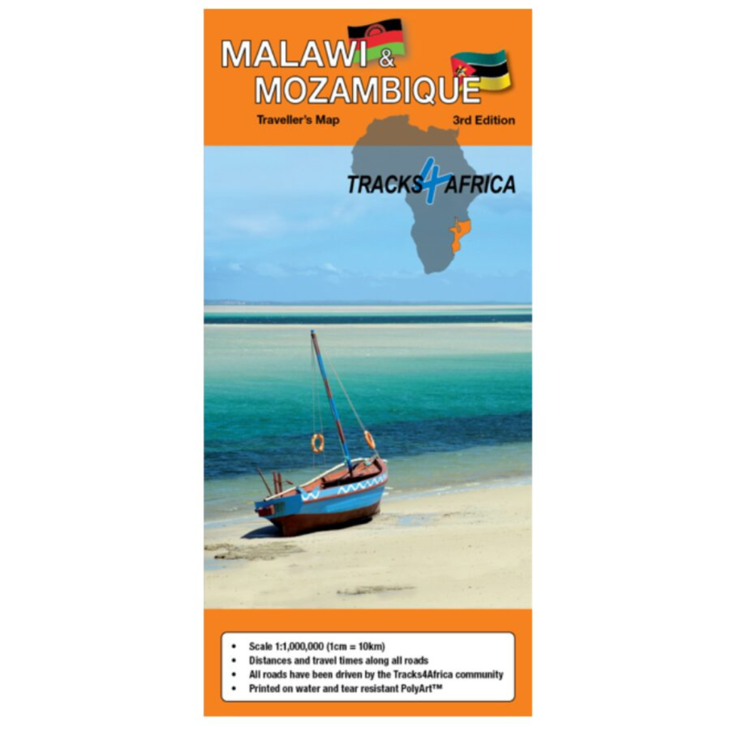 Tracks4Africa Mozambique & Malawi Traveler’s Paper Map 3rd Edition | Camp And Climb